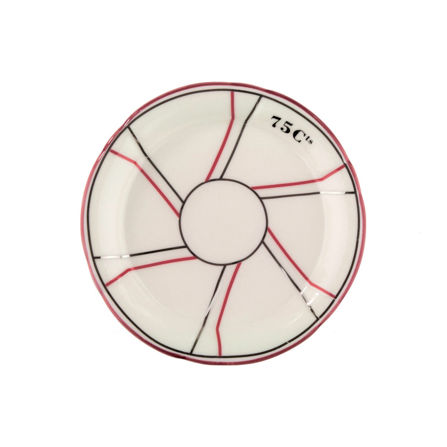 Porcelain Absinthe Saucer/Coaster with Red and Silver Accents, 75Cts ...